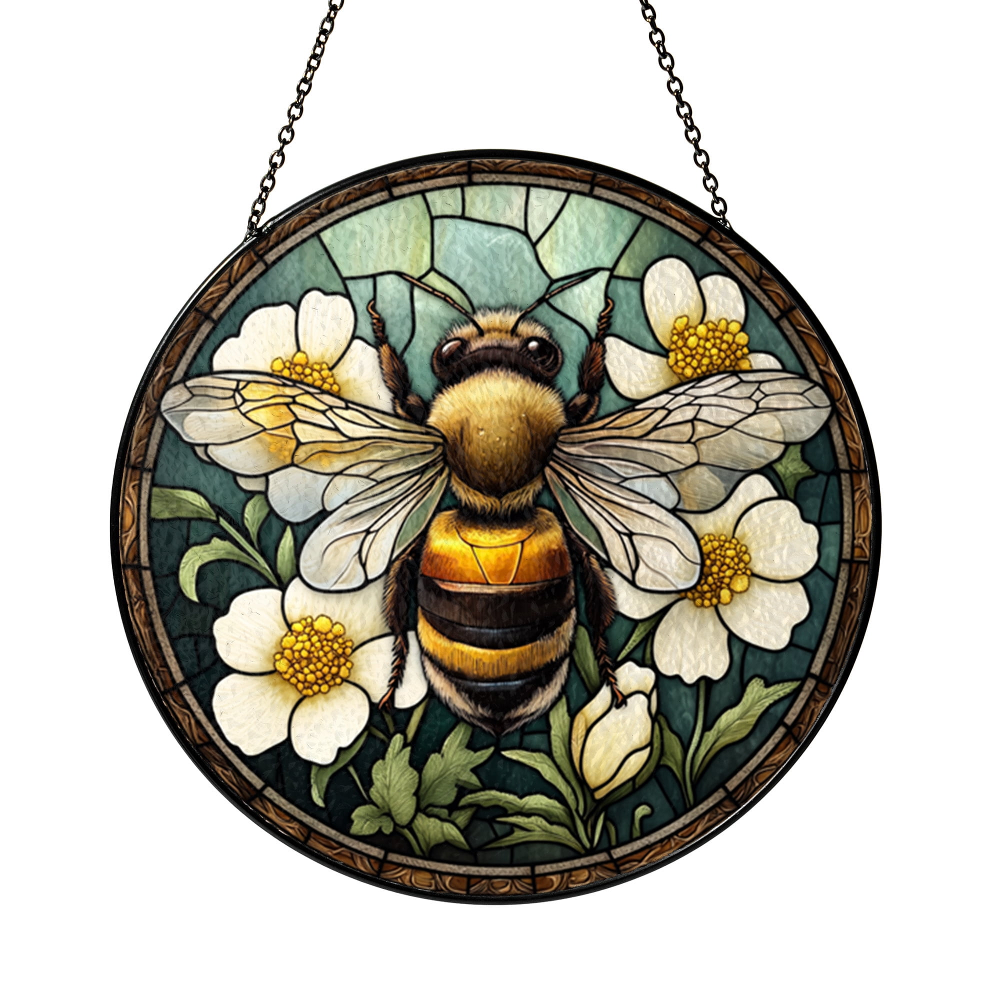 Bee Stained Glass Style Window Suncatcher, Decorative Insect Art Panel ...