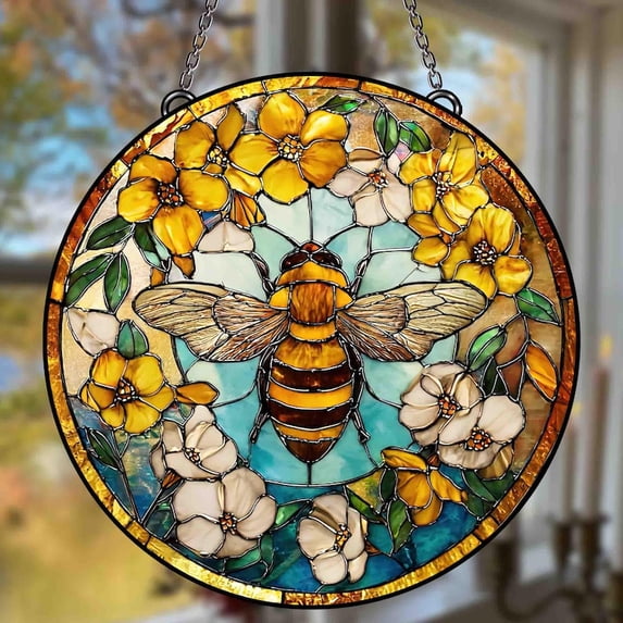 Bee Stained Glass Suncatcher, Bee Gift for Garden Lovers, Bee ...