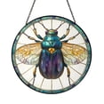 Bee Stained Glass Suncatcher Window Hanging, Round Insect Art Panel ...