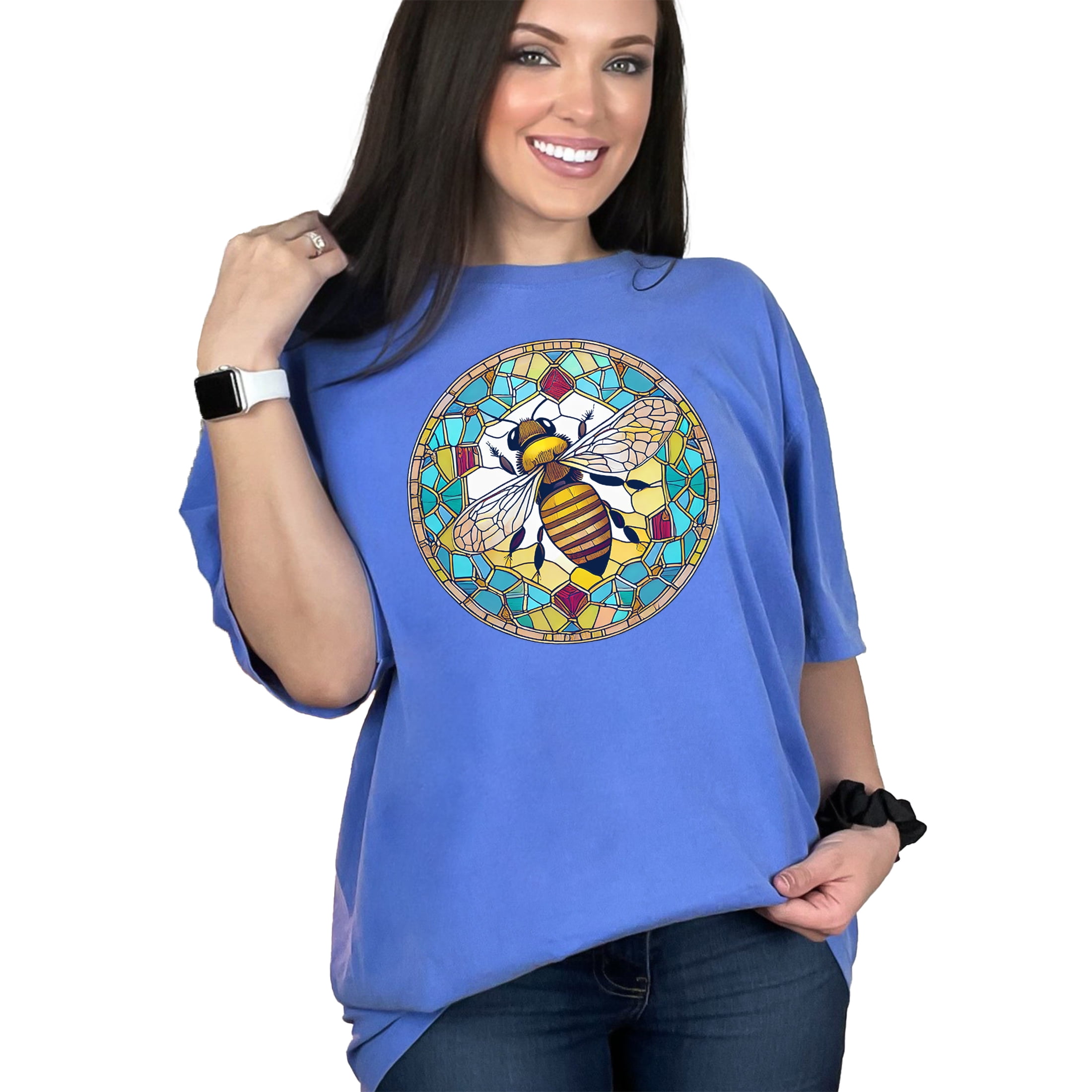 Bee Stained Glass T-Shirt, Artistic Bee Design Tee, Unique Bee Lover ...
