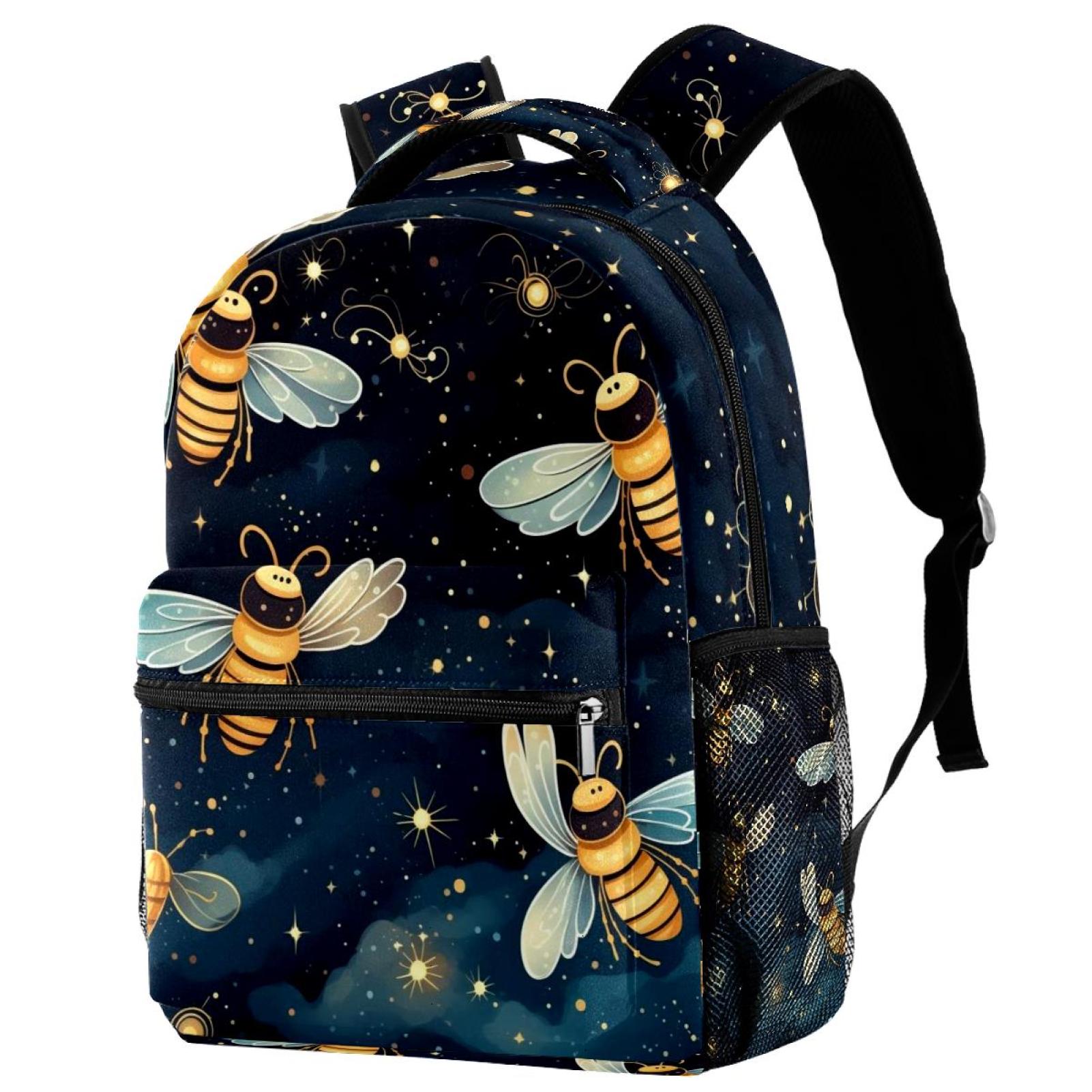 Bee Starry Sky Cute Lightweight Backpacks Roomy Interior, Casual ...