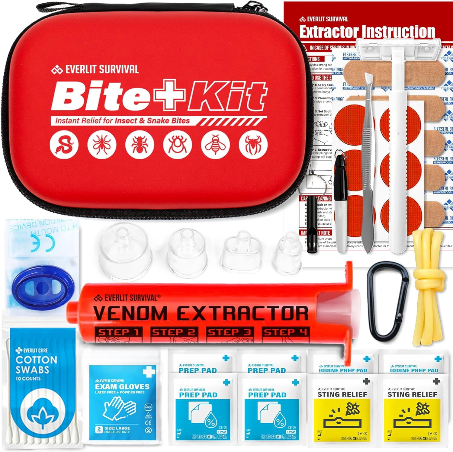 Bee Sting & Snake Bite Kit with Venom Extracto Pump, Essential First ...
