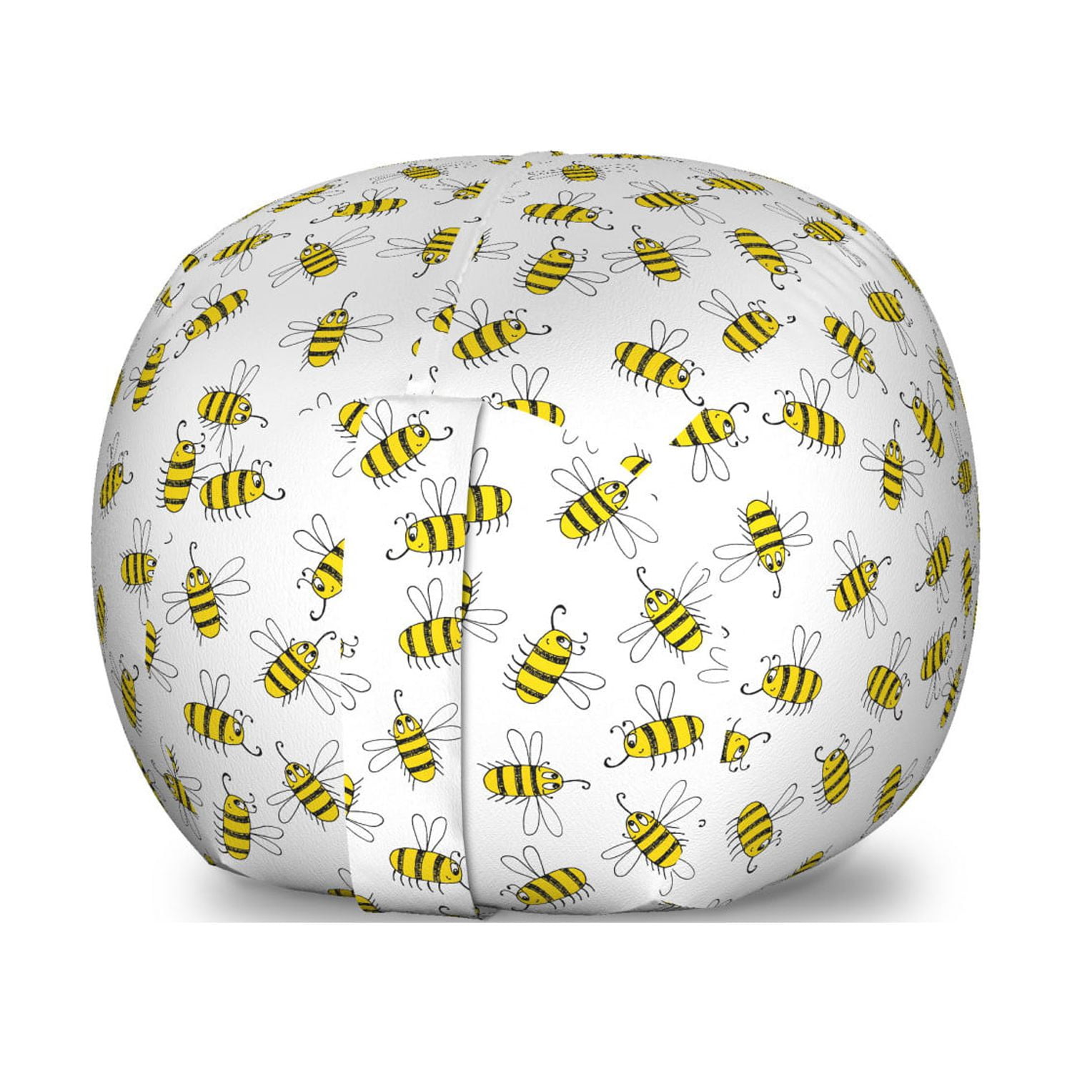Bee Storage Toy Bag Chair, Continuous Happy Buzzing Animal Pattern on Plain Backdrop, Stuffed ...