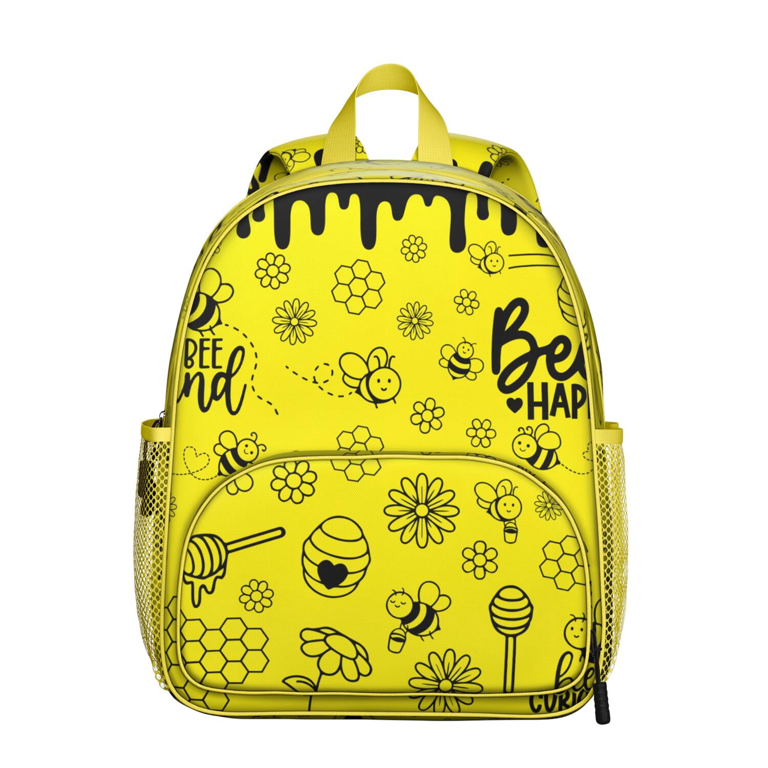 Bee Student Backpack – Cute Bumble Bee Honeycomb Print Design With ...