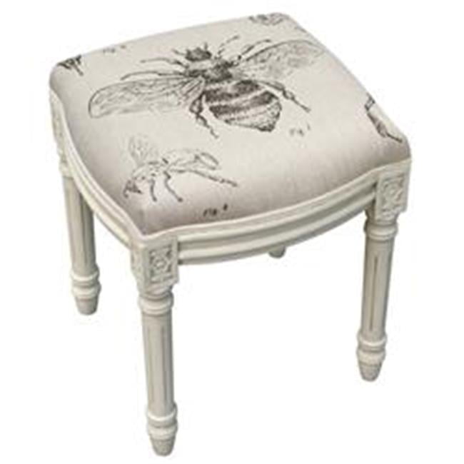 Bee Study Upholstered Wooden Vanity Stool, Antique White - Walmart.com