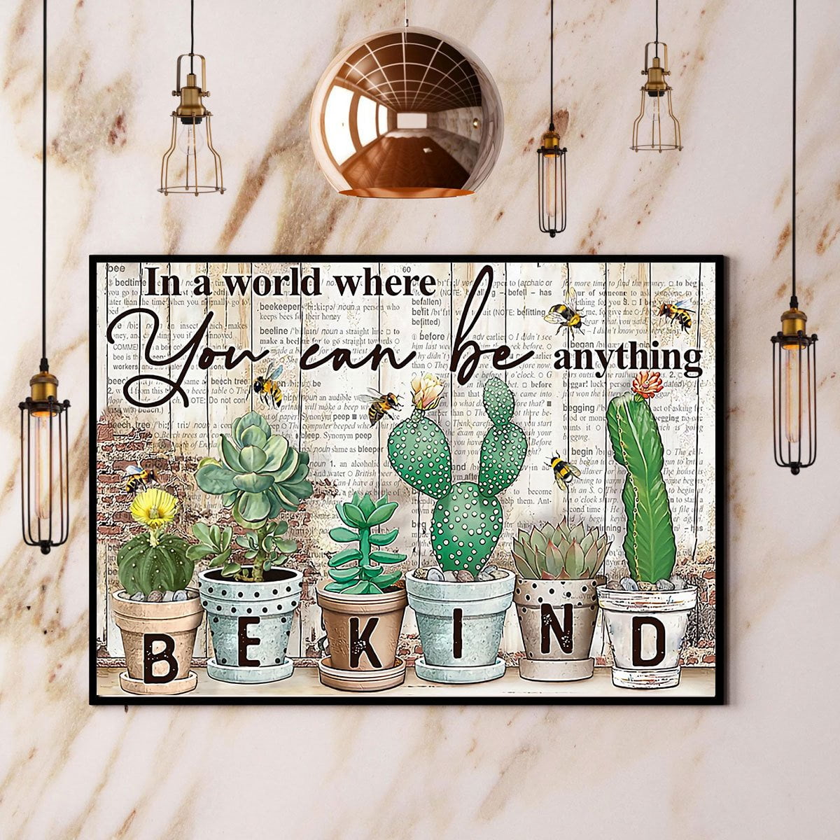 Bee & Succulent You Can Be Anything Be Kind Paper Poster No Frame Matte ...