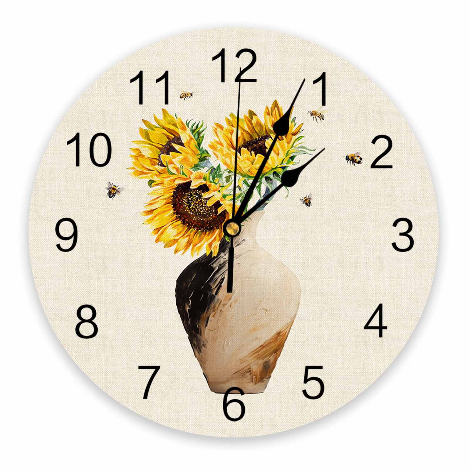 Bee Sunflower Kettle PVC Wall Clock Bedroom ration Wall Clock Modern ...