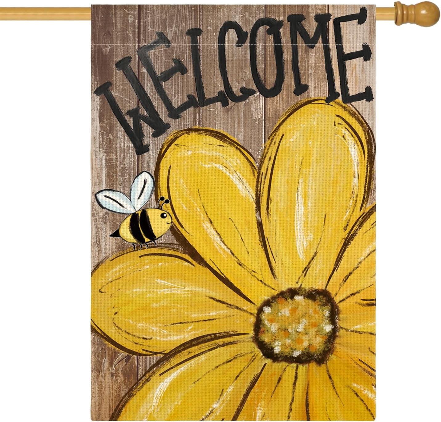 Bee Sunflower Spring Summer House Flag 28x40 Inch Double Sided Outside ...