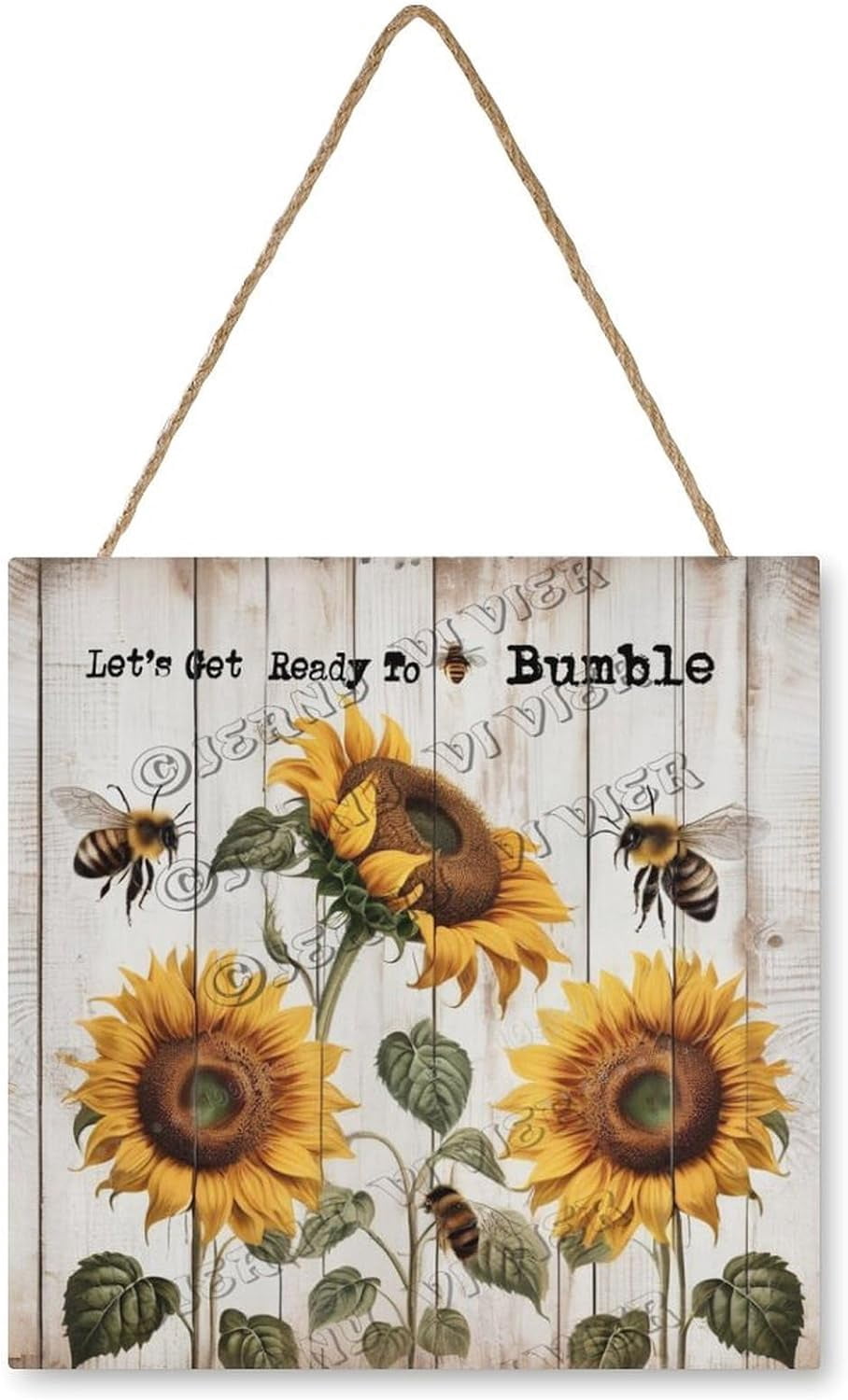 Bee And Sunflower Wooden Sign MDF Hanging Wood Plaques for Home Office ...