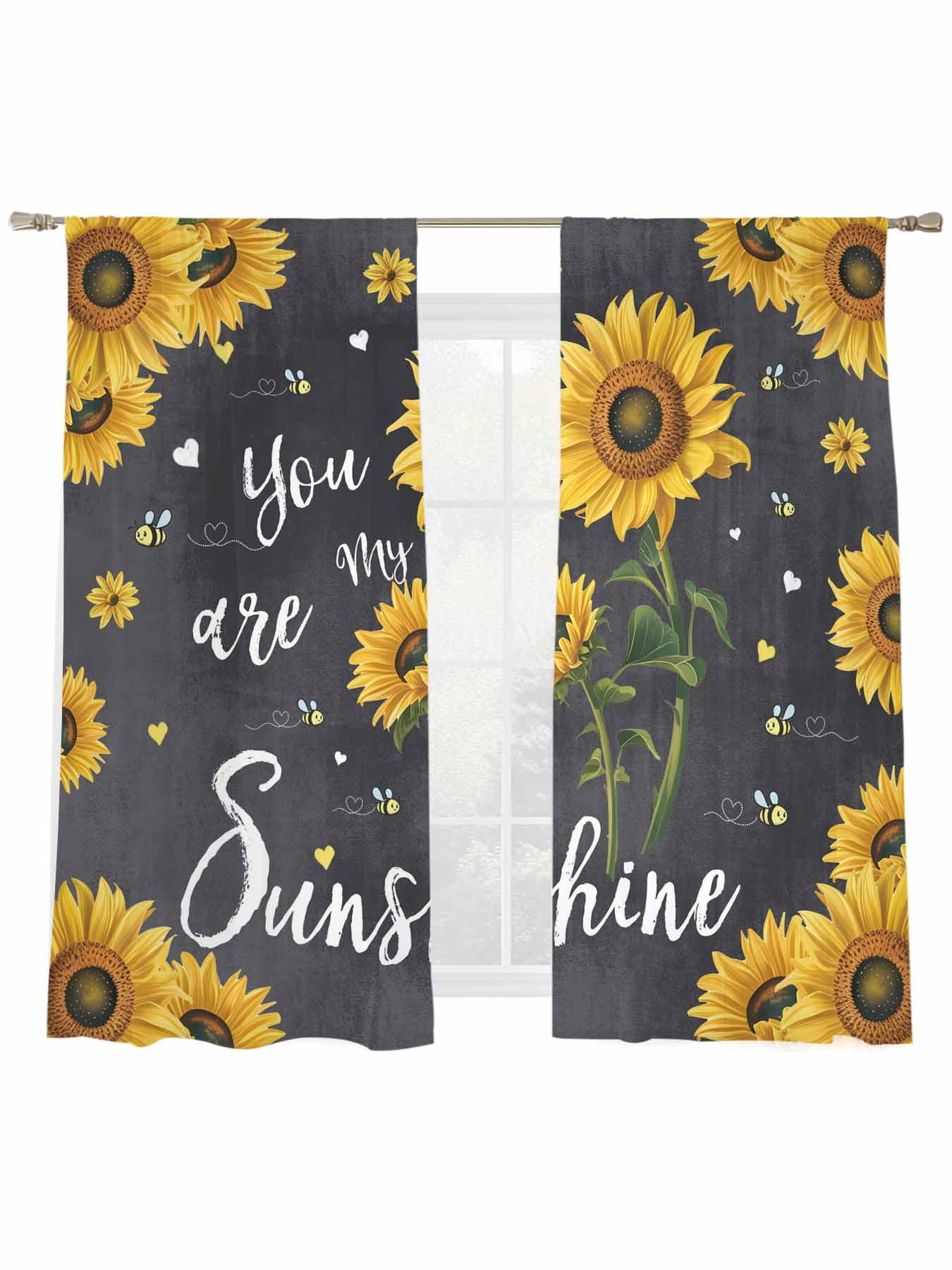 Bee Sunflowers Sheer Curtains for Living Room Bedroom, You Are My ...