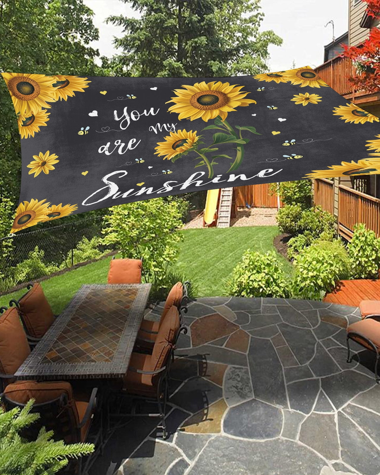 Bee Sunflowers Sun Shade Sail 8'X10' You Are My Sunshine Black ...