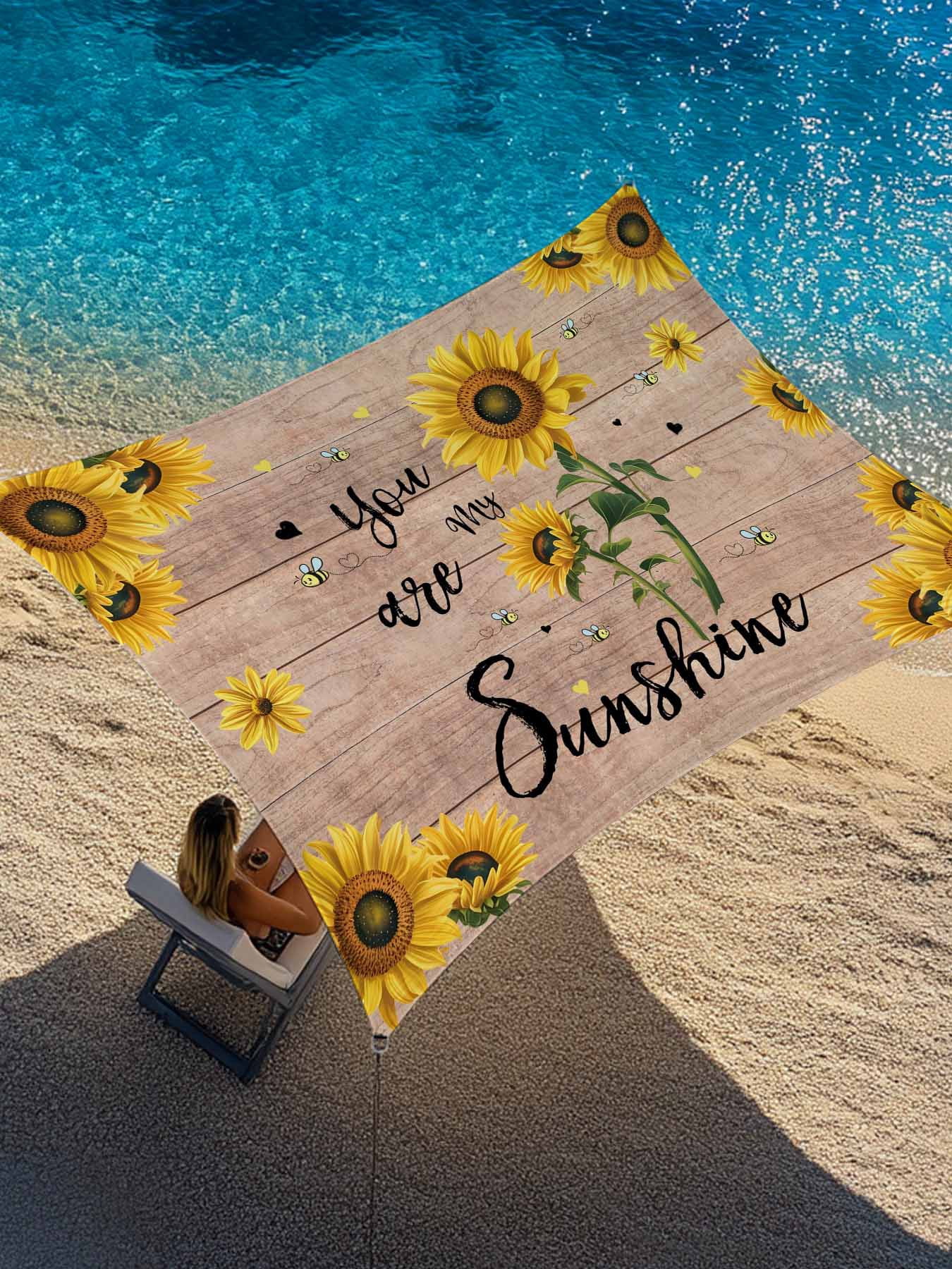 Bee Sunflowers Sun Shade Sail 8' x 10', Rustic Wood Grain You Are My ...