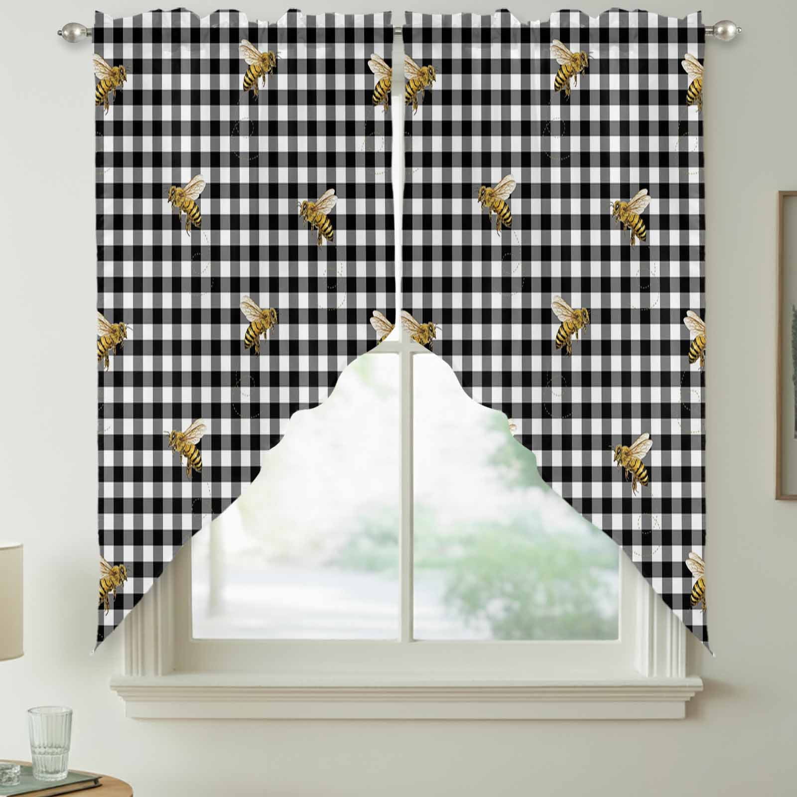 Bee Swag Kitchen Curtain Valances, Country Bees Black White Buffalo ...
