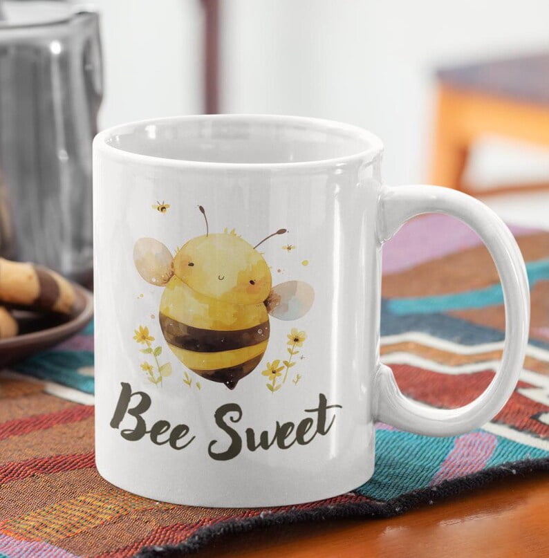 Bee Sweeeramic Mug Cute WhimsiC1Al Watercolor Bee Tumbler Birthday ...