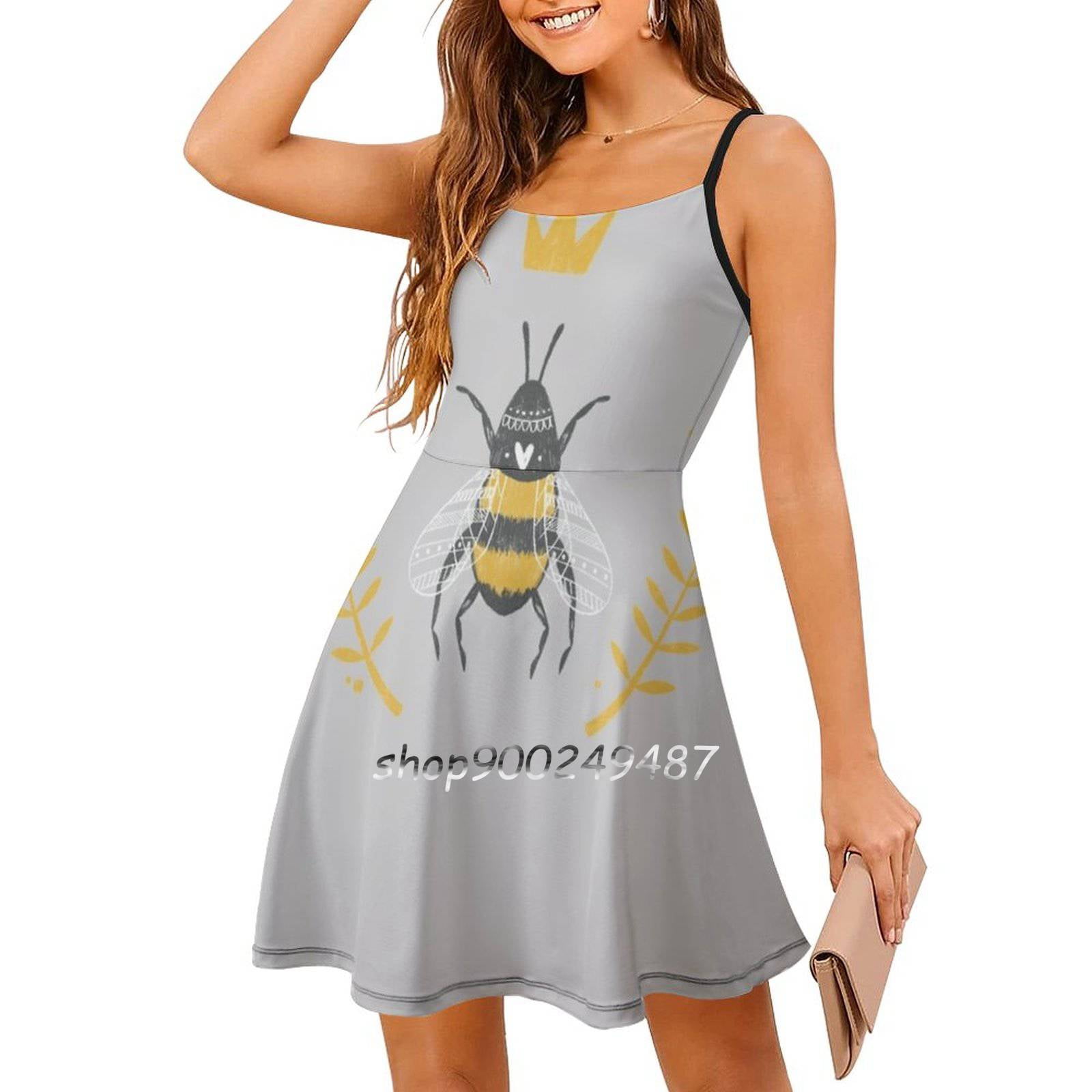 Bee Sweetheart Knot Flared Dress Fashion Design Large Size Loose Dress ...