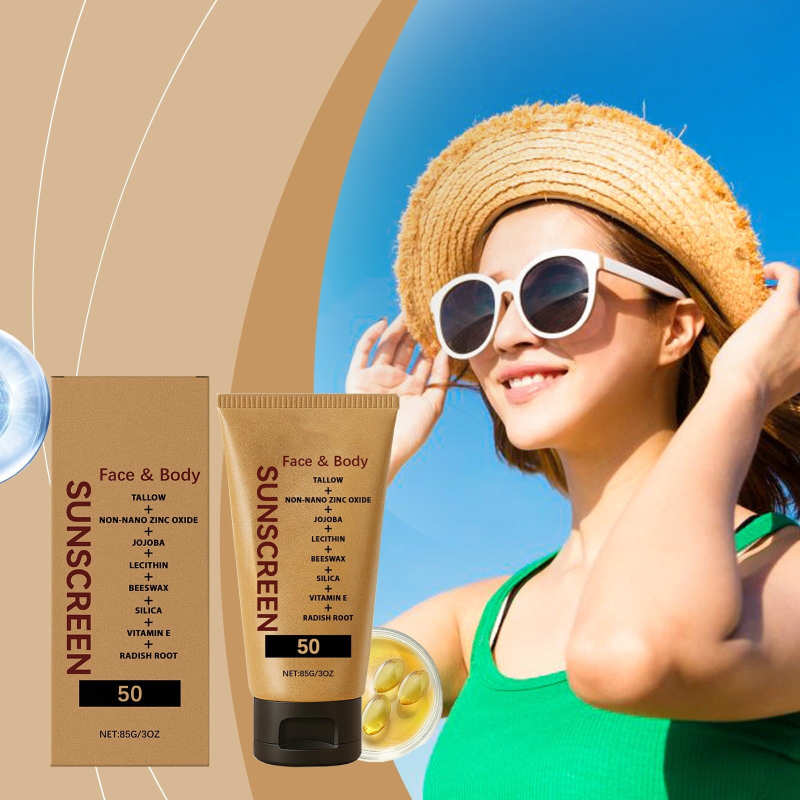 Bee Tallow Sunscreen Waterproof and Non-Greasy, Organic Natural Sol ...