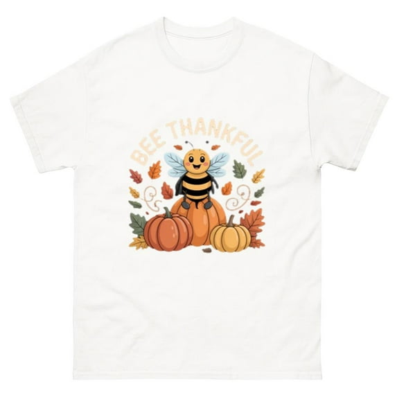 Bee Thankful Autumn Bee Pumpkin Cute Fall Theme Unisex T-Shirt, up to ...