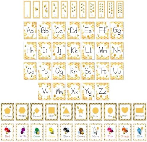 Bee Theme Bulletin Board Decoration Alphabet Colors Shapes Numbers ...