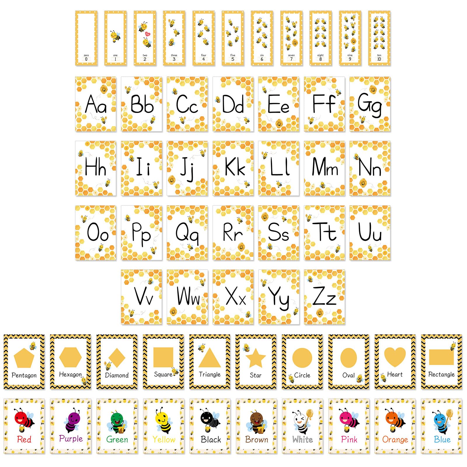Bee Theme Bulletin Board Decoration Alphabet Colors Shapes Numbers ...