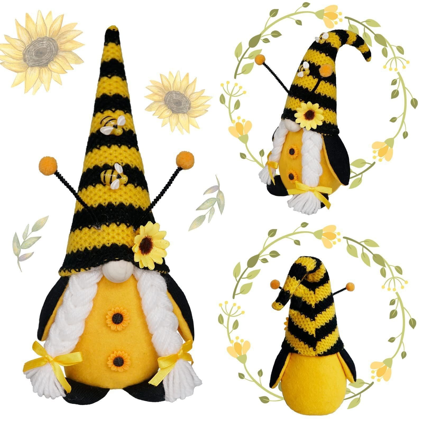 Bee-Themed Faceless Gnome Doll, Soft Plush Ornament, for Home, Shelf ...