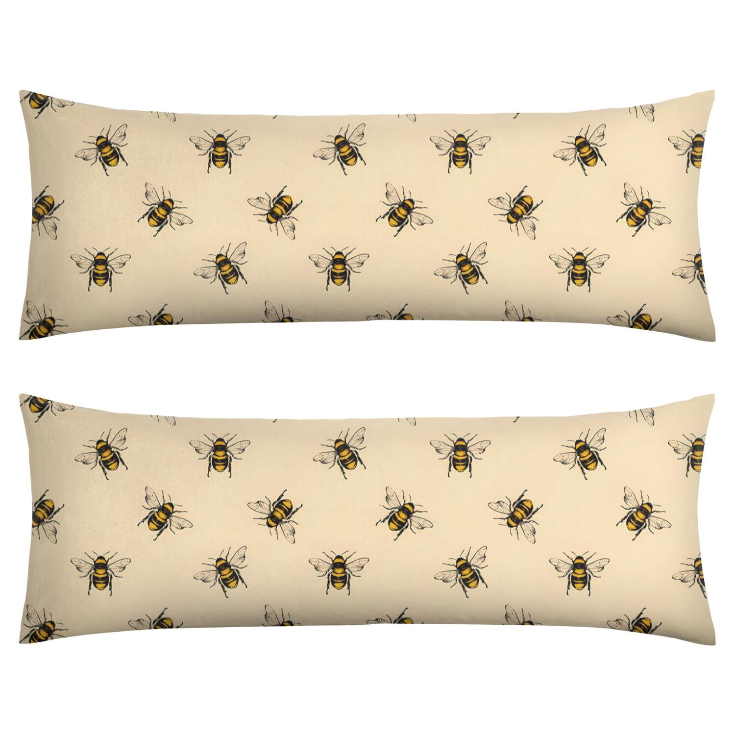 Bee Themed Full Body Pillow Cover 20"x54" - Queen Size Cozy Slipcover ...