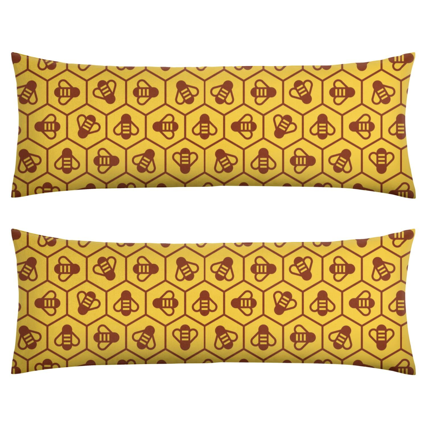 Bee Themed Full Body Pillow Cover 20"x54" - Queen Size Cozy Slipcover ...