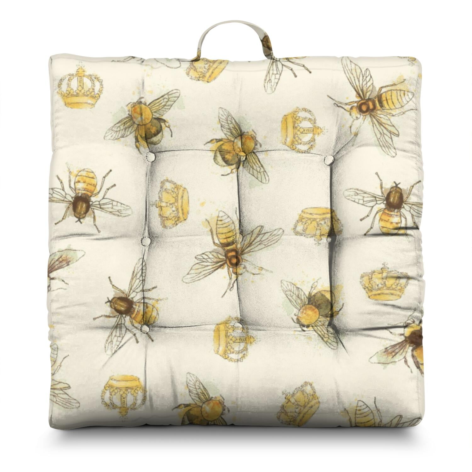 Bee Themed Oversized Square Zabuton - Soft Floor Seating Pad with Queen ...