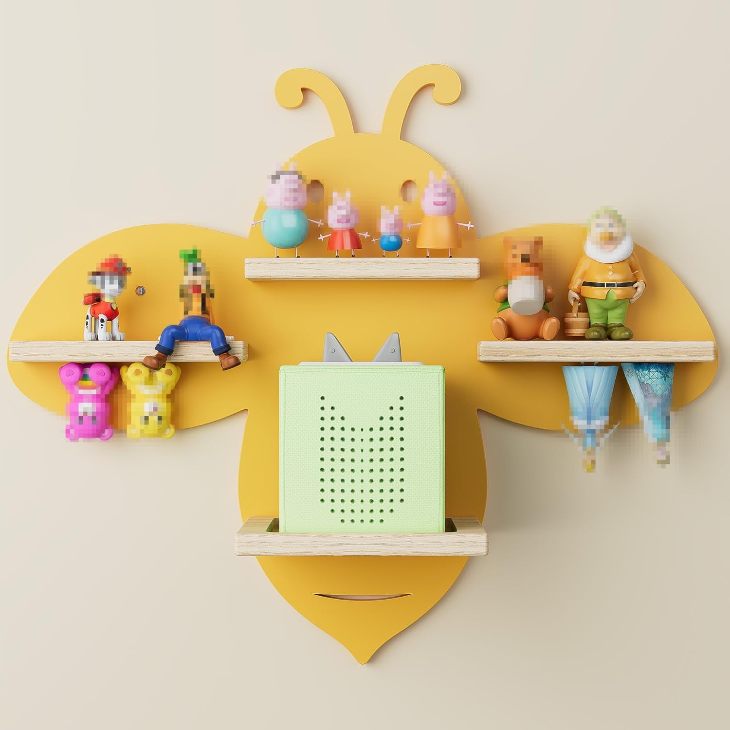 Bee Tonie Shelf for Tonie and Tonie Box - Yellow Magnetic Tonie Wooden ...