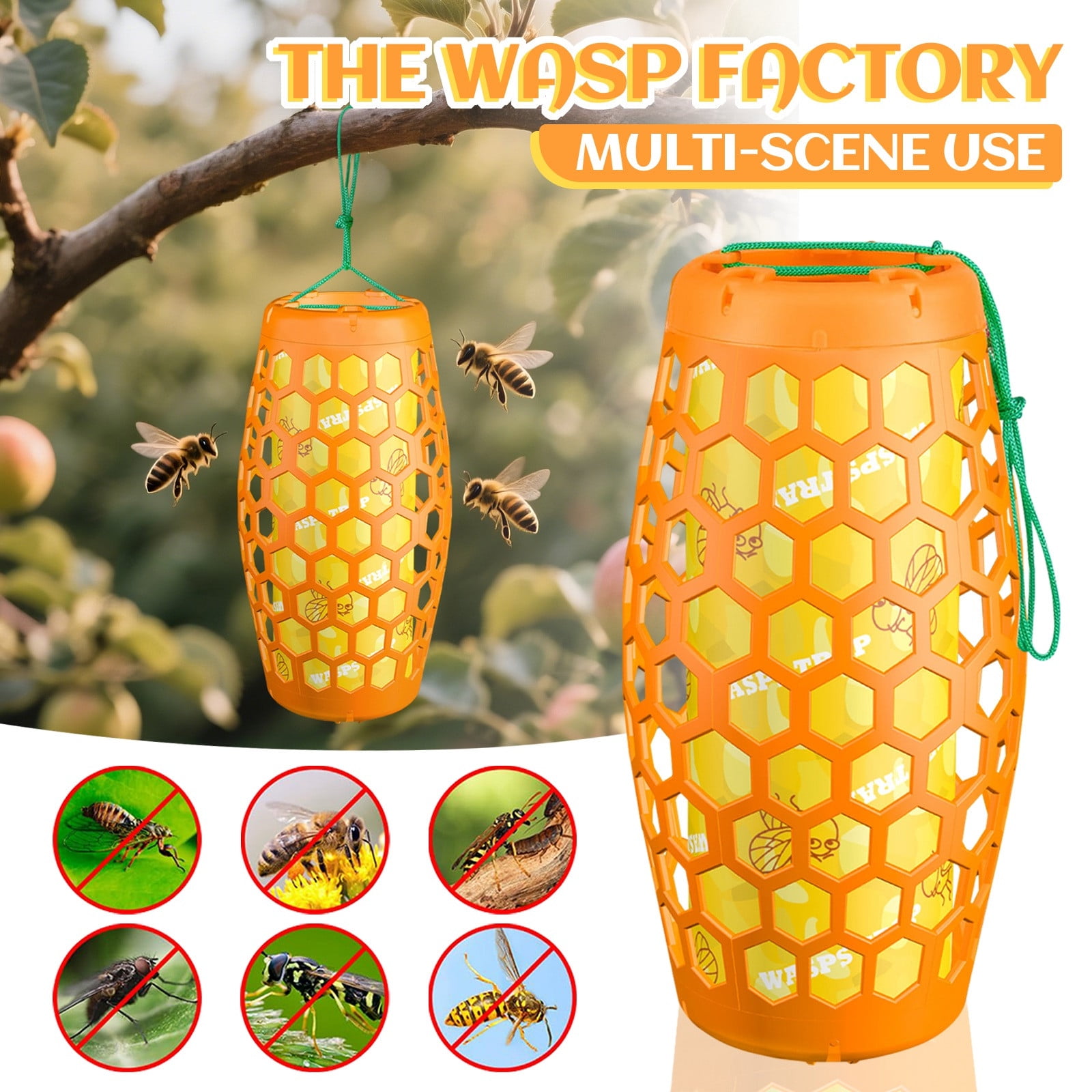 Bee Traps with 4 Sticky Boards - Upgraded Wasp Trap Outdoor Hanging ...