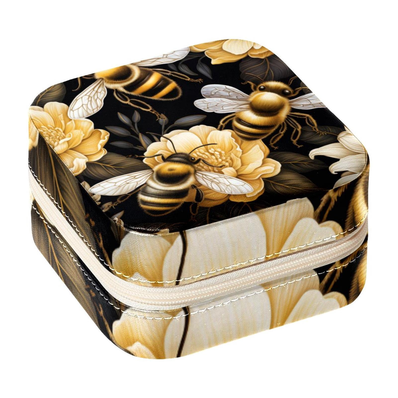 Bee Travel Portable Jewelry Box - Square Organizer Box with Bracelet ...