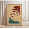 Bee Tree Scene Poster Red Blue Minimal Style Paper Wall Art Decor ...