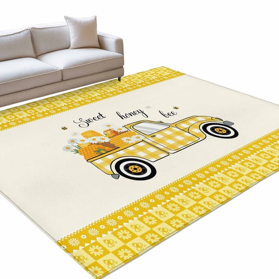 Bee Truck Washable Rug 2.7x5 Area Rug for Living Room Bedroom Non Slip ...