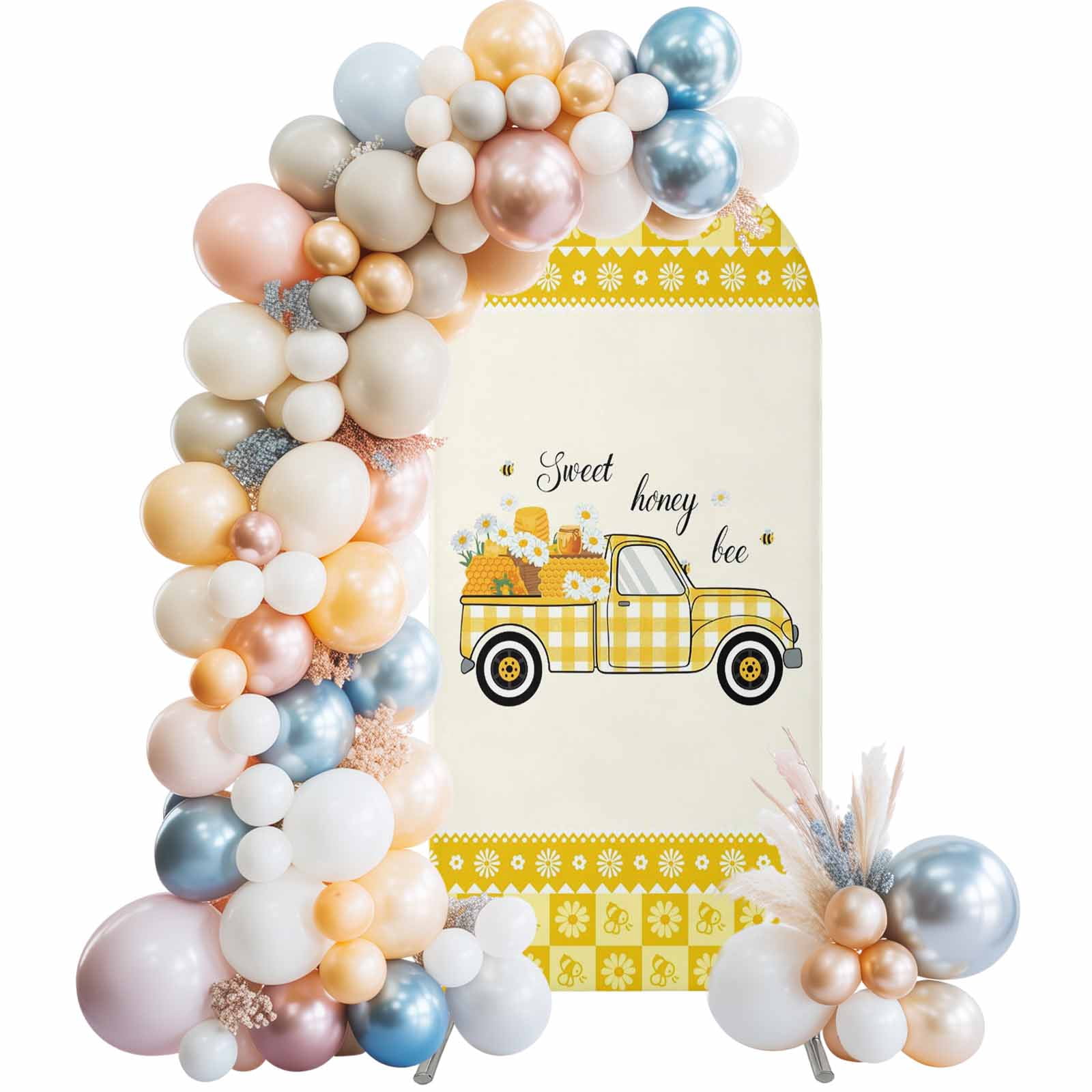 Bee Trucks Arch Backdrop Cover 7.2 FT Sweet Honey Bee Daisy Flower ...