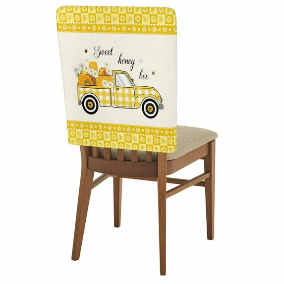 Bee Trucks Chair Back Covers Set of 4, Sweet Honey Bee Daisy Flower ...