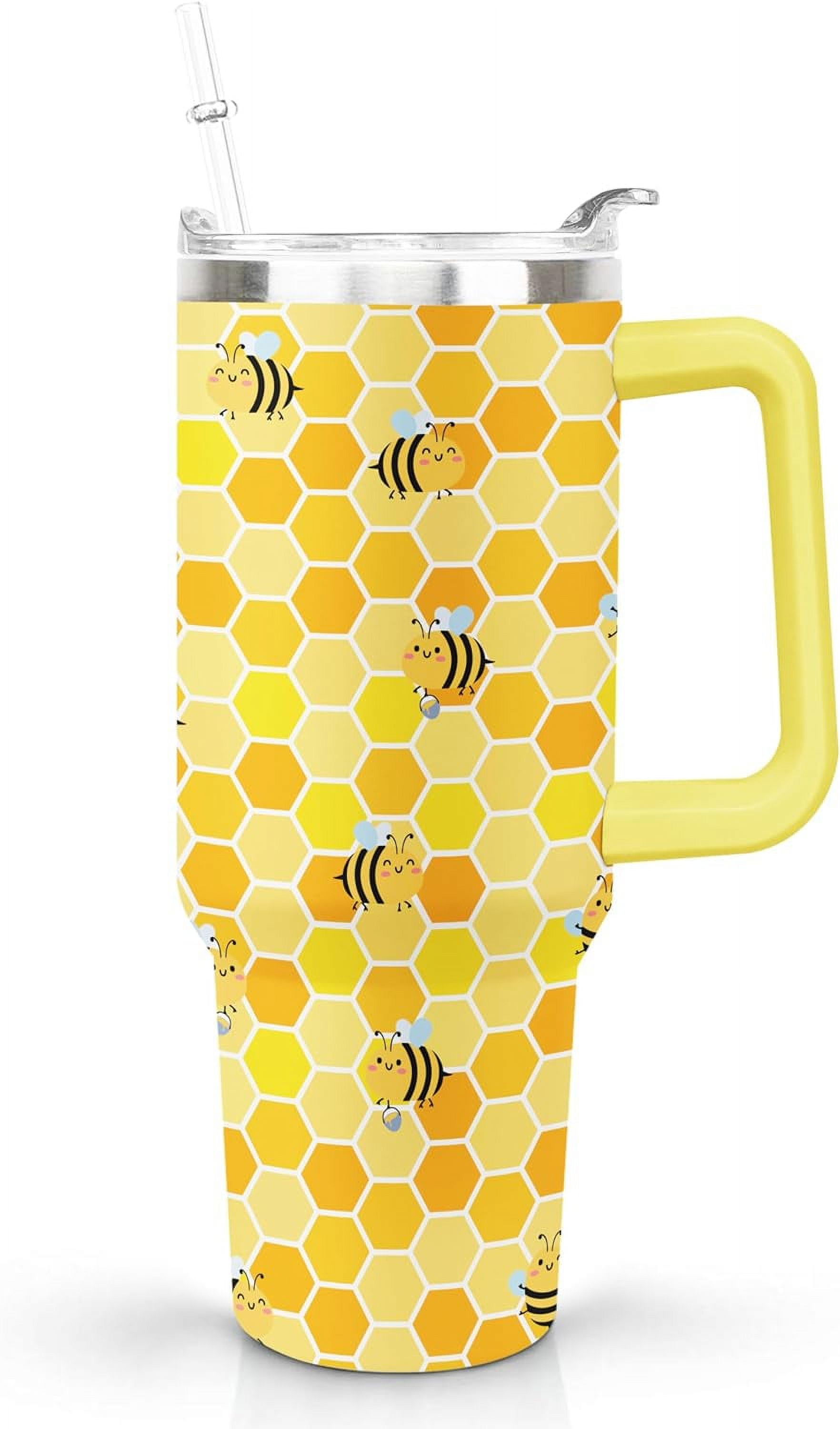 Bee Tumbler 40oz With Handle Lid and Straw - Honey Bee Gifts for Women ...