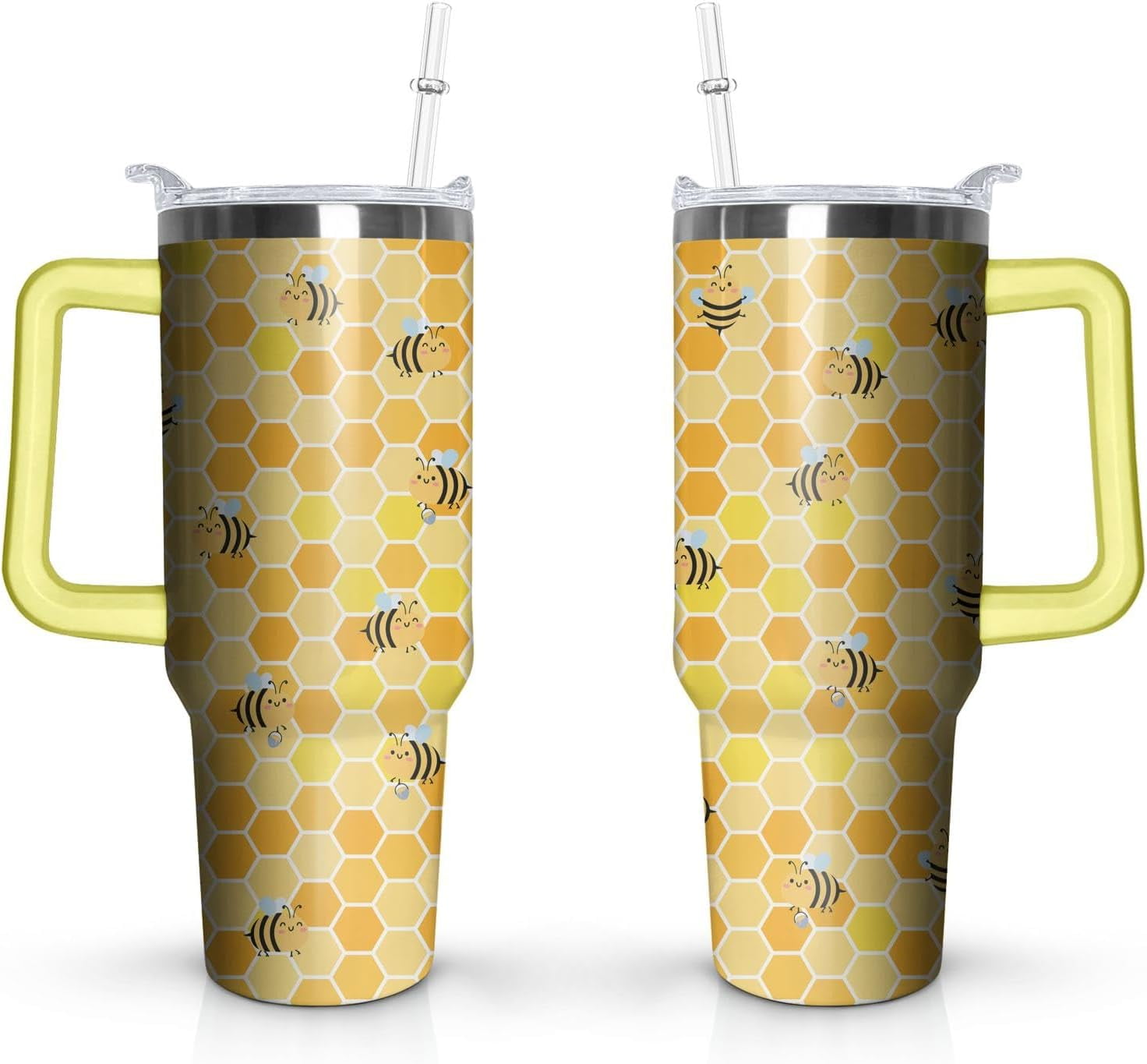Bee Tumbler 40oz With Handle Lid and Straw - Honey Bee Gifts for Women ...