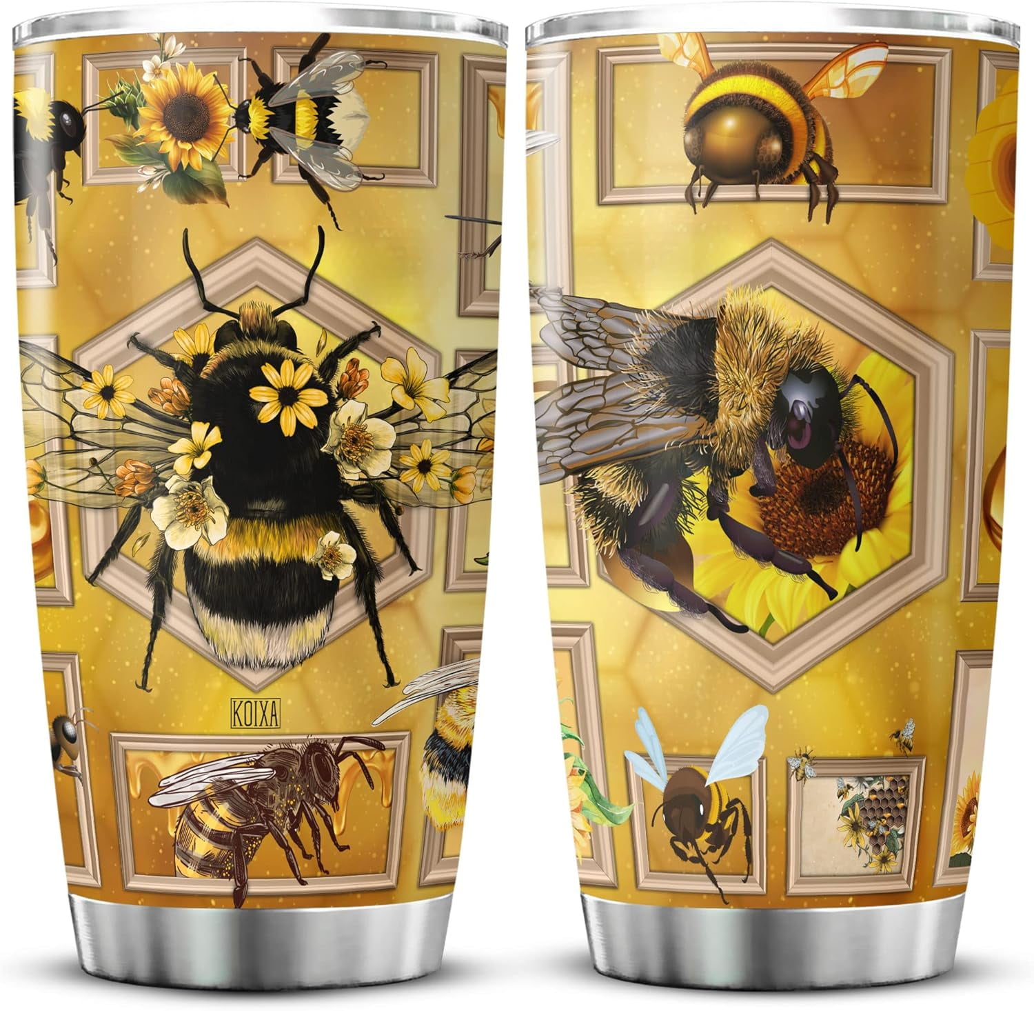 Bee Tumbler With Lid 20oz Stainless Steel Travel Cups Insect Animal ...