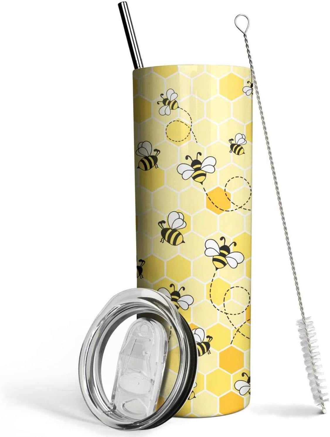 Bee Tumbler with Lid and Straw- Honey Bee Gifts for Women Men - Yellow ...