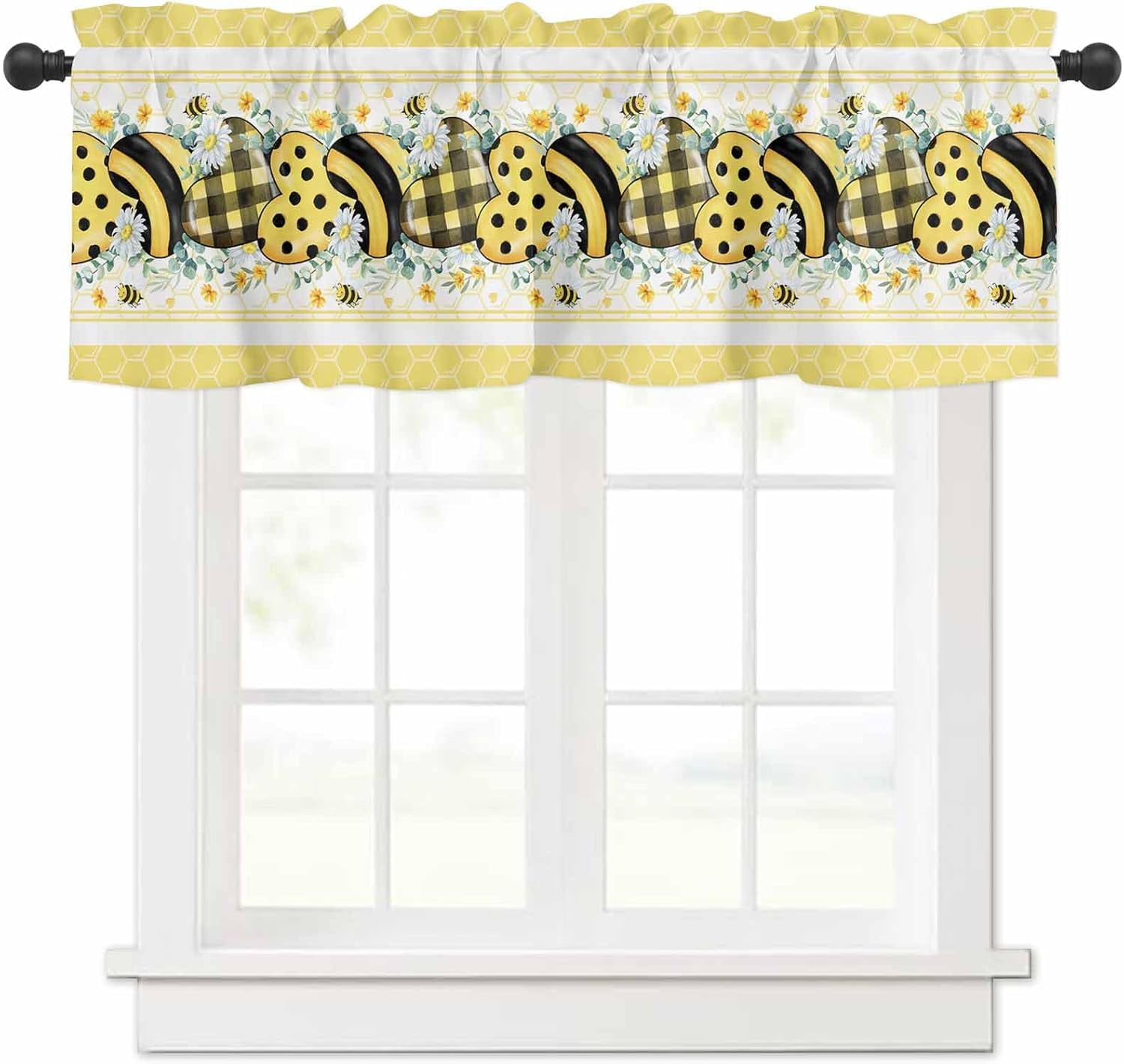 Bee Valance for Windows Eucalyptus Leaves Love Heart Curtains Valances ...