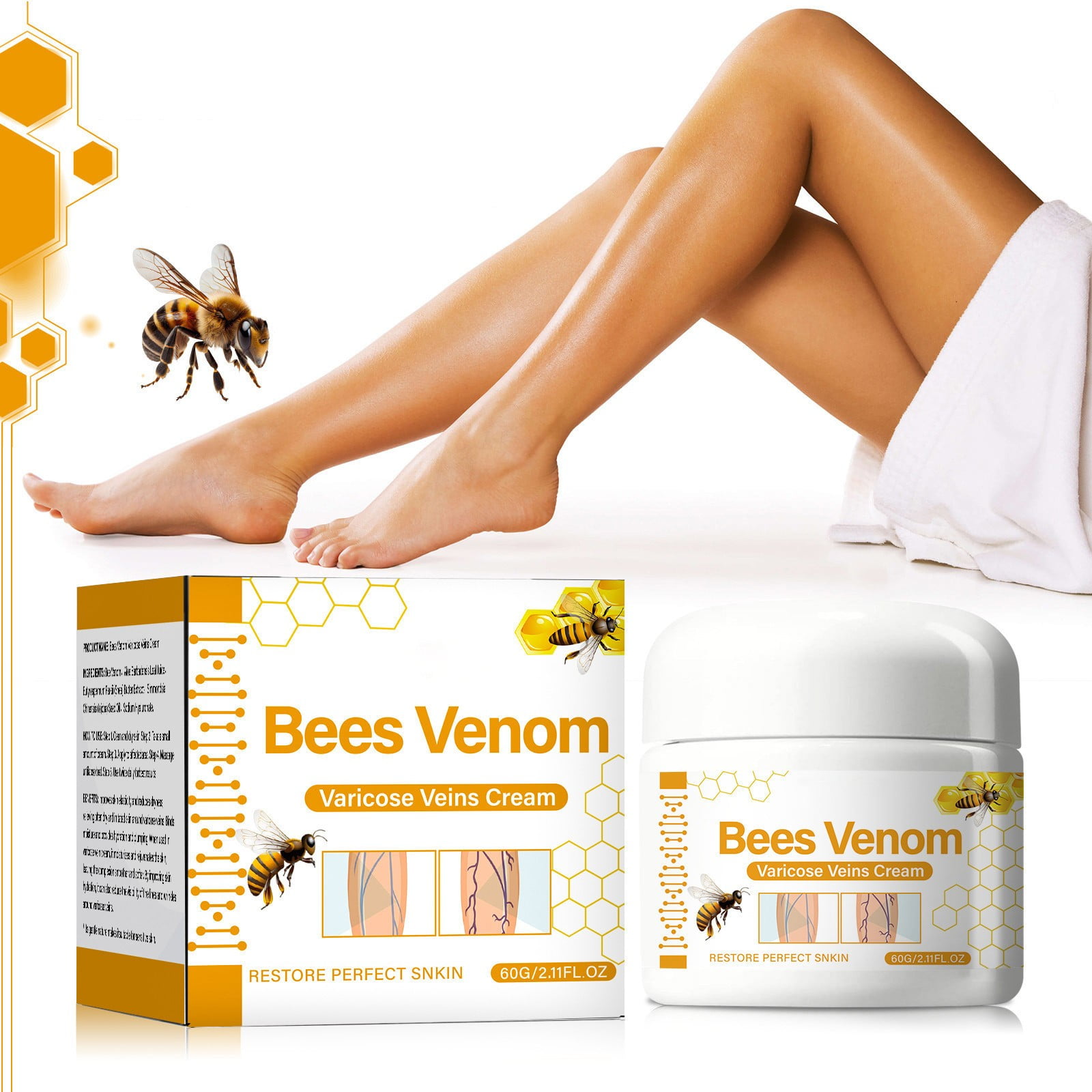 Bee&Venom Leg Massage CreamMoisturize Whole Body Skin Smooth Blood ...