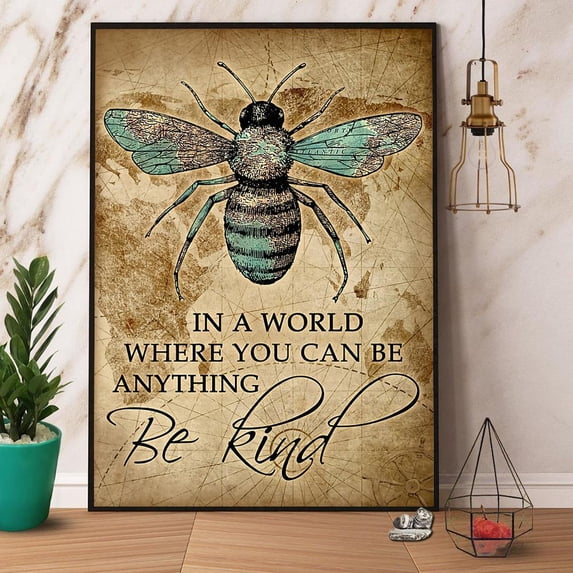 Bee Vintage Map Be Kind Paper Poster No Frame Matte Wall Art Decor 11 x ...