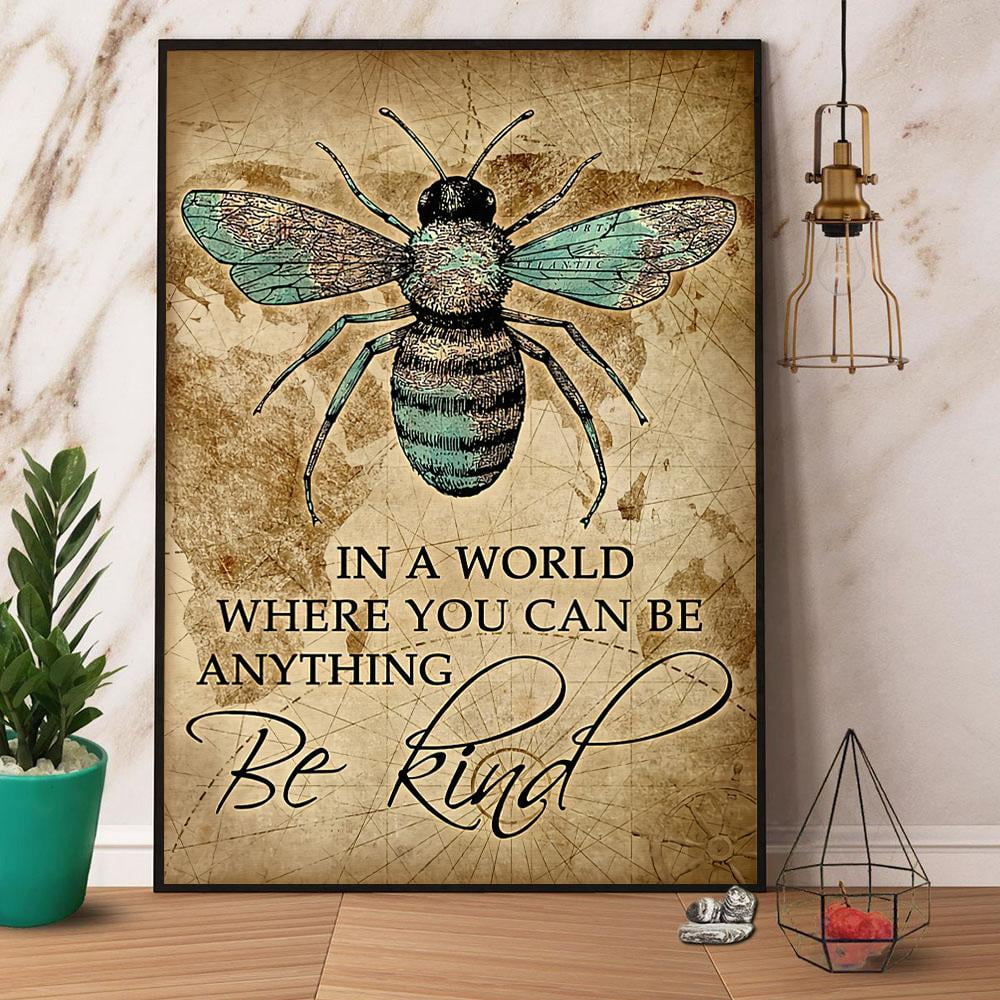 Bee Vintage Map Be Kind Paper Poster No Frame Matte Wall Art Decor 24 x ...