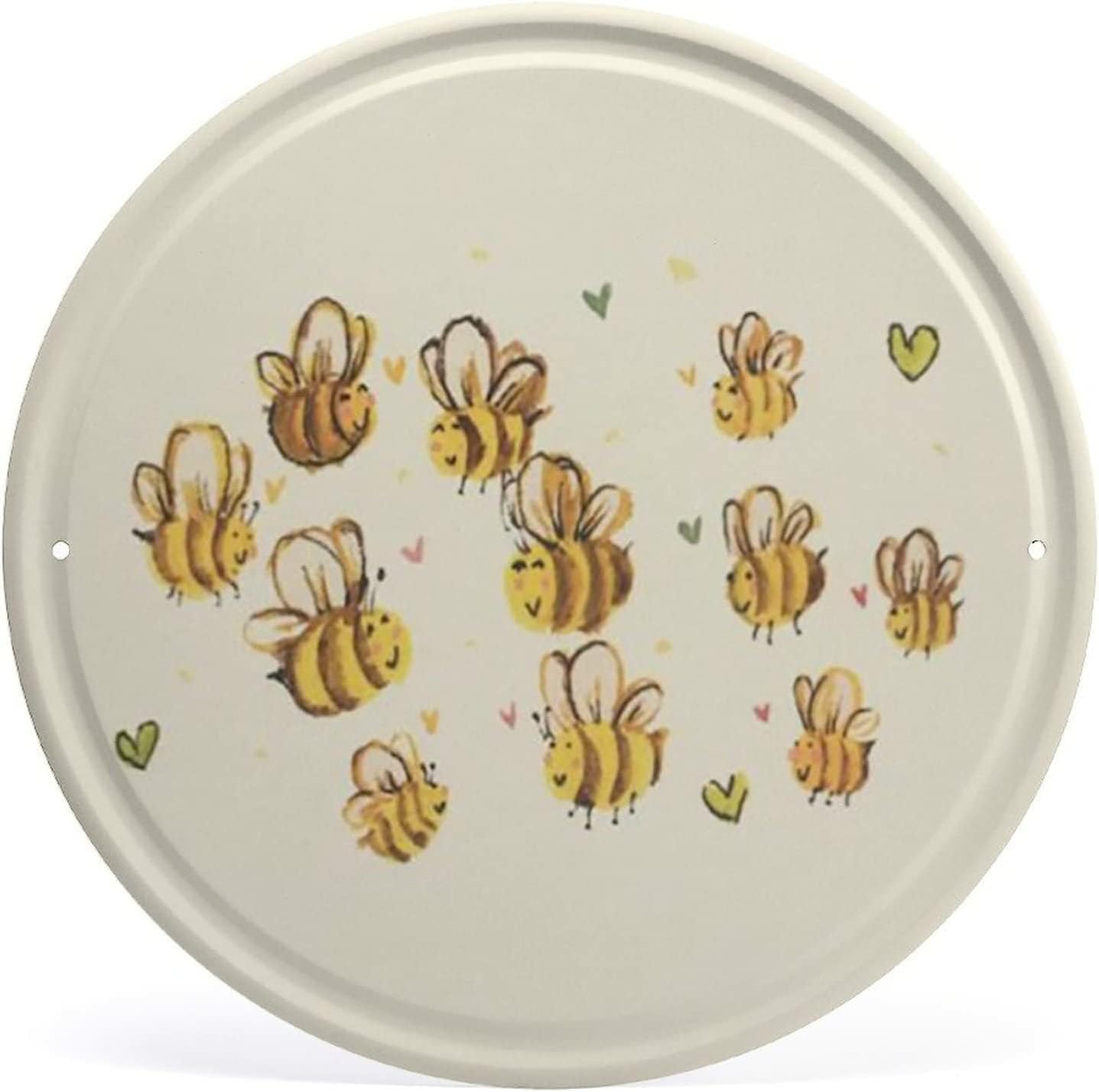 Bee Vintage Style Round Tin Signs Wreath Sign Welcome Round Tin Metal ...