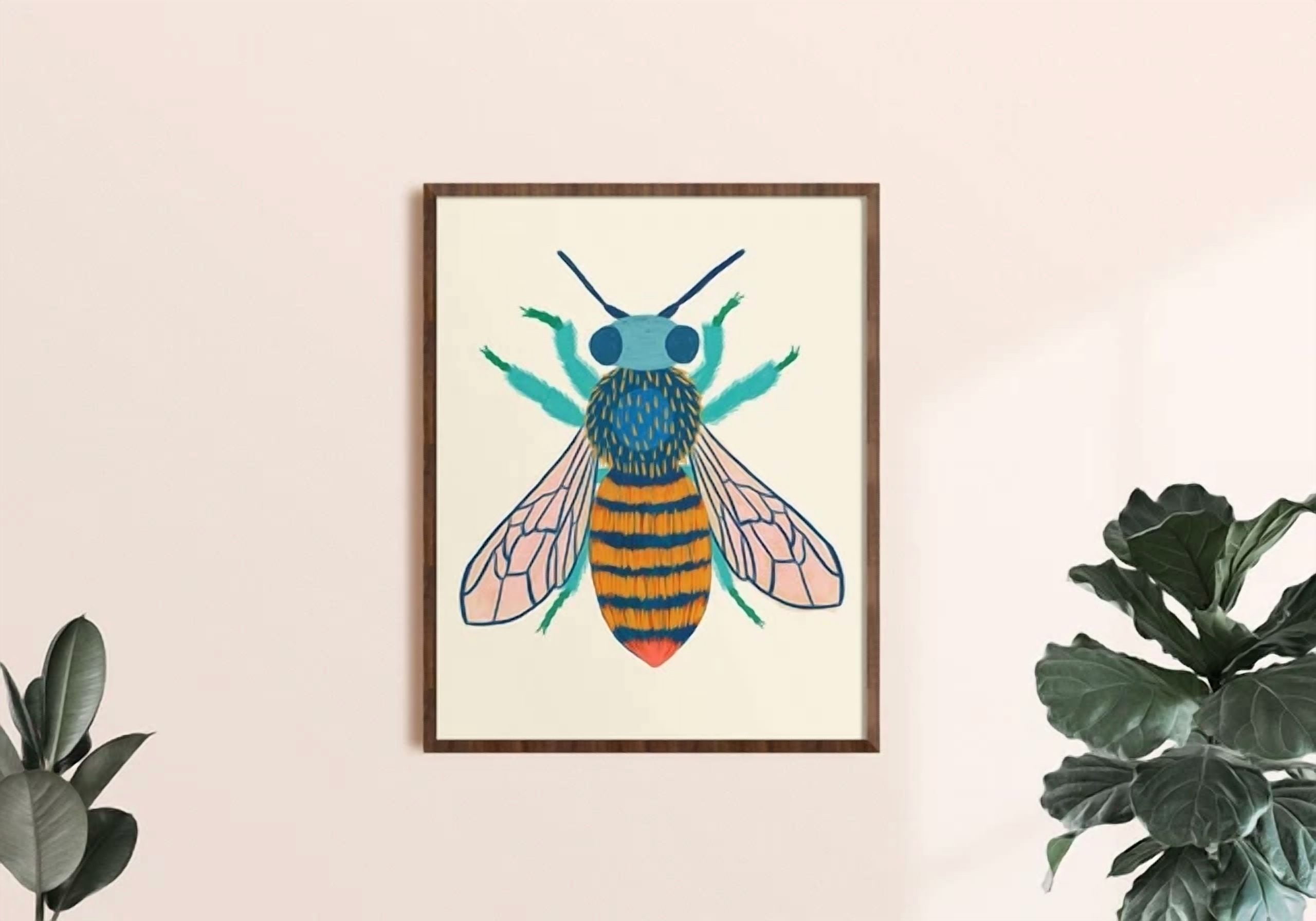 Bee Wall Art Colorful Bug Print For Kids Room Nursery Or Nature Decor ...