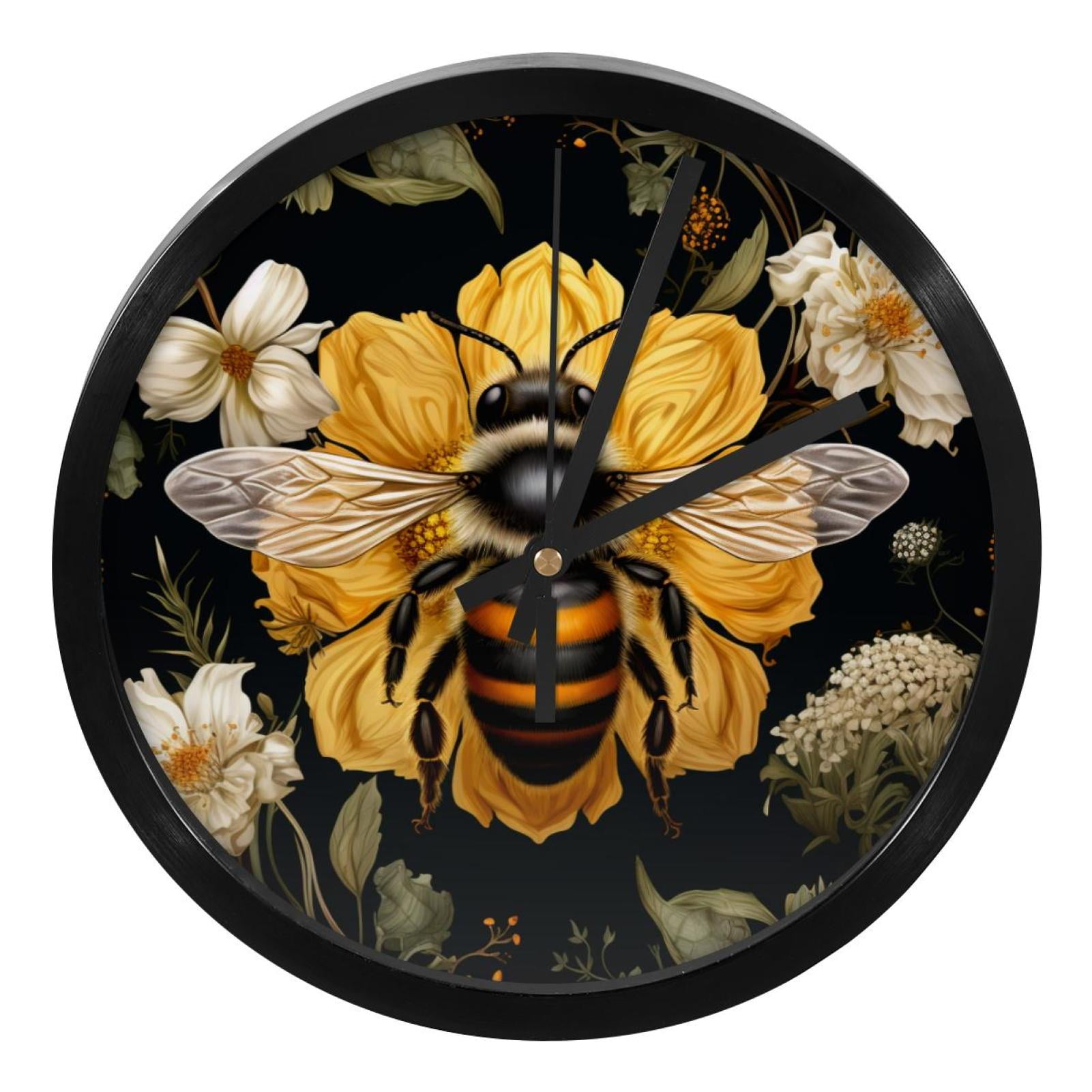 Bee Wall Clock, 9.8 Inches, Silent, Not Ticking, Round Digital Clock ...