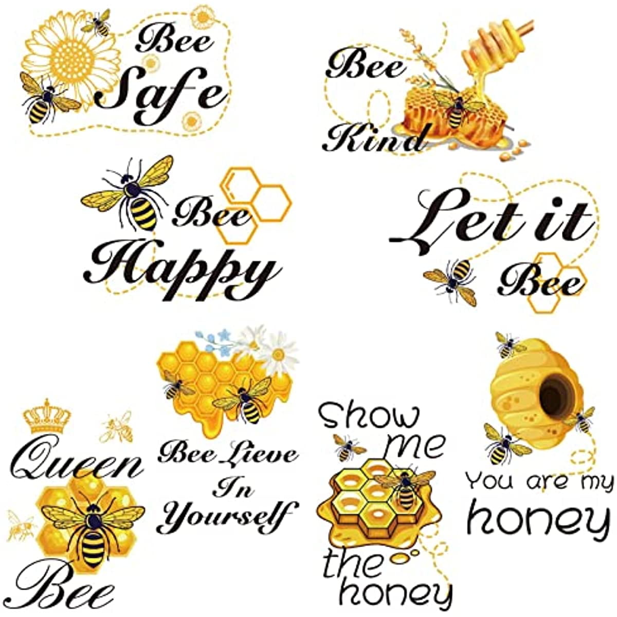Bee Wall Decals, Honey Bee Clings, Sunflower Sticker, Quotes, Peel and ...