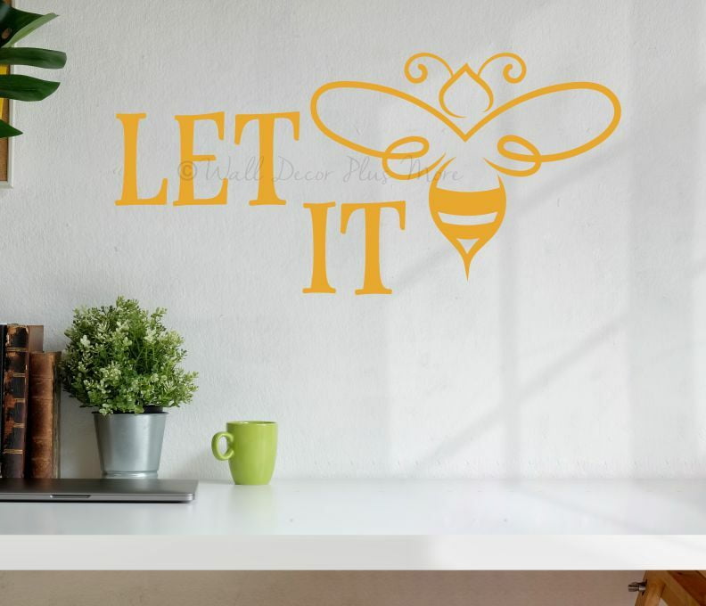 Bee Wall Decor Decal Let It Be - Honey Bee Wall Art Decal Sticker ...