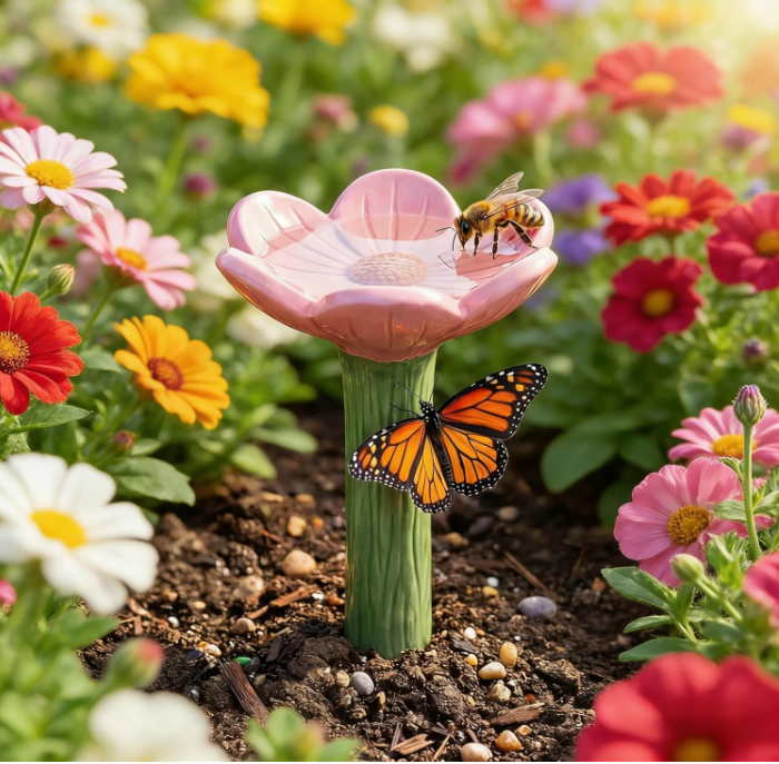 Bee Watering - Copper Flower-Shaped Stations for Outdoor Bee Watering ...