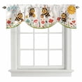 Bee Watering Flower Tie Up Valance Curtains Cartoon Floral Sun Cloud ...