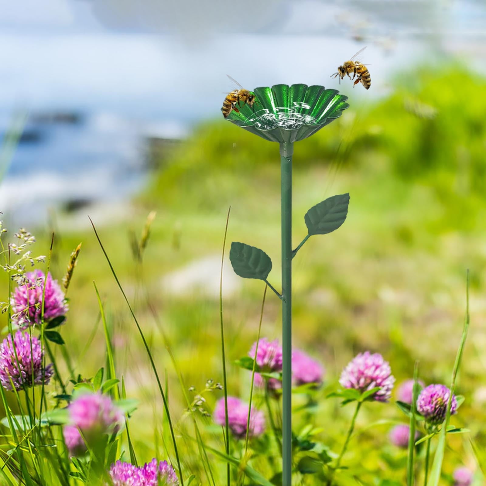 Bee Watering Station, Bee Bath for Garden Metal Bee Water Feeder with ...